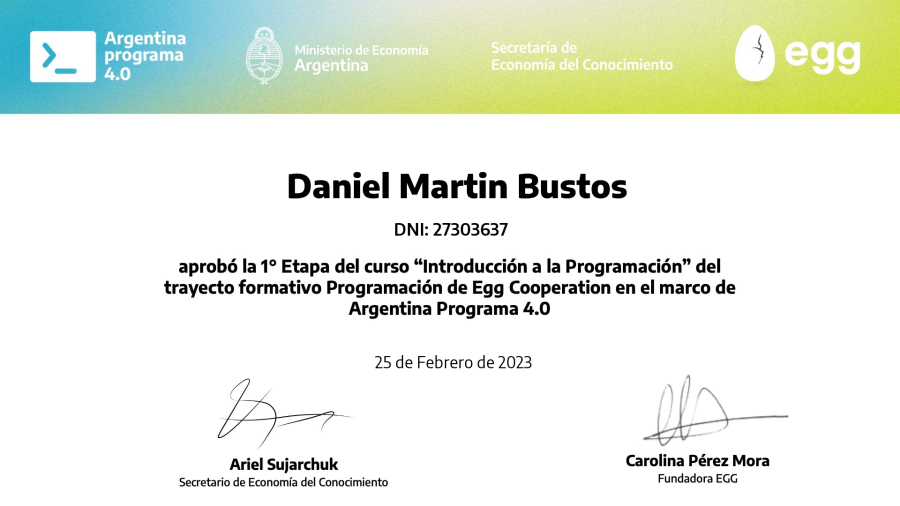 Daniel Martin Bustos - training Java, Javascript, HTML, SQL databases, Backend, Frontend | LinkedIn